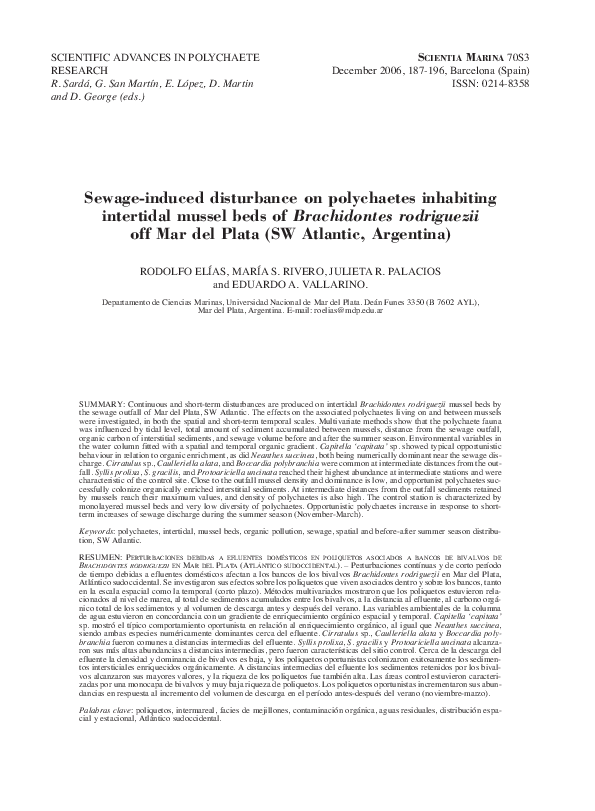 (PDF) Sewage-induced disturbance on polychaetes inhabiting intertidal ...