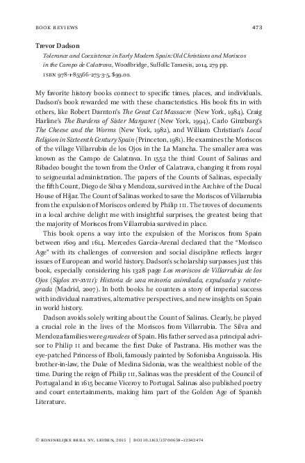 (PDF) Tolerance and coexistence in early modern Spain: the Moriscos of ...