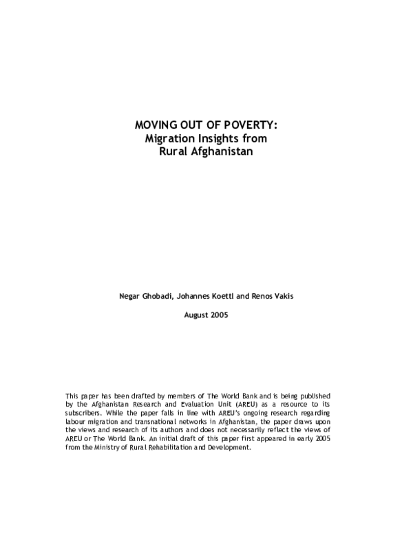 (PDF) MOVING OUT OF POVERTY: Migration Insights from Rural Afghanistan