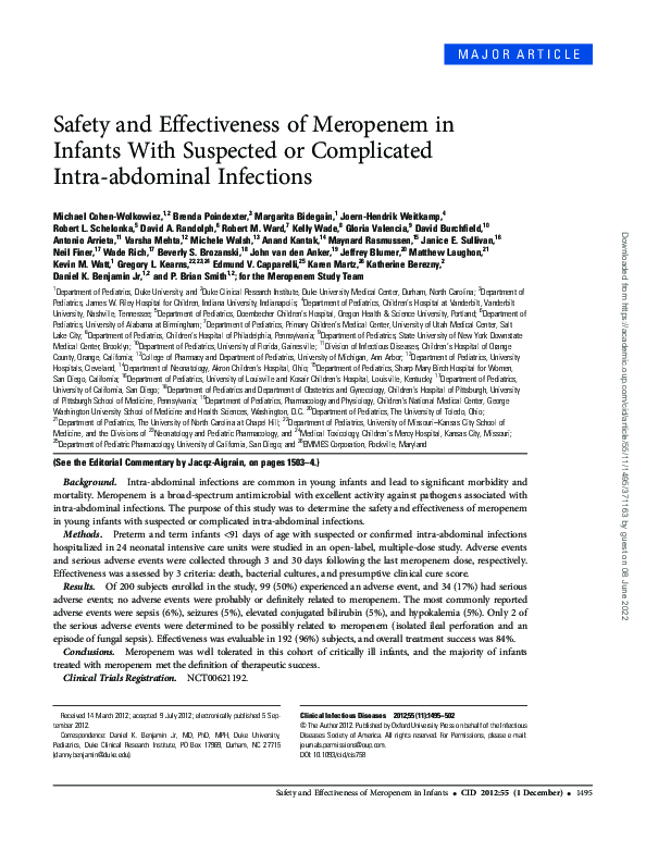 (PDF) Safety and Effectiveness of Meropenem in Infants With Suspected ...
