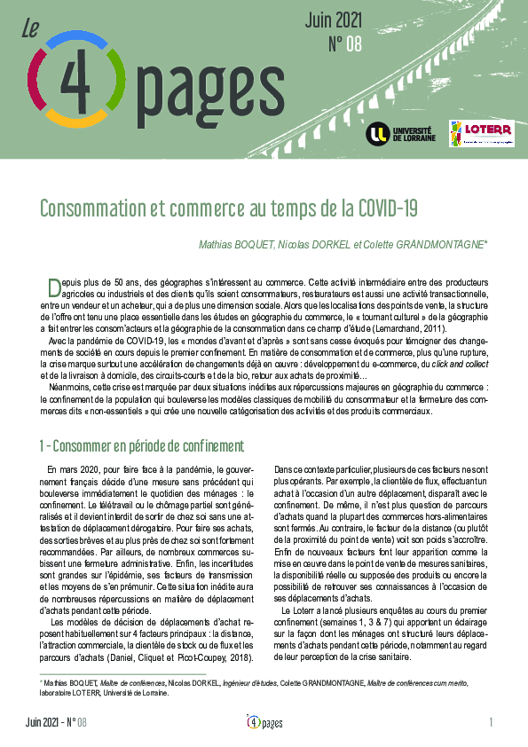 (PDF) Consommation et commerce au temps de la COVID-19