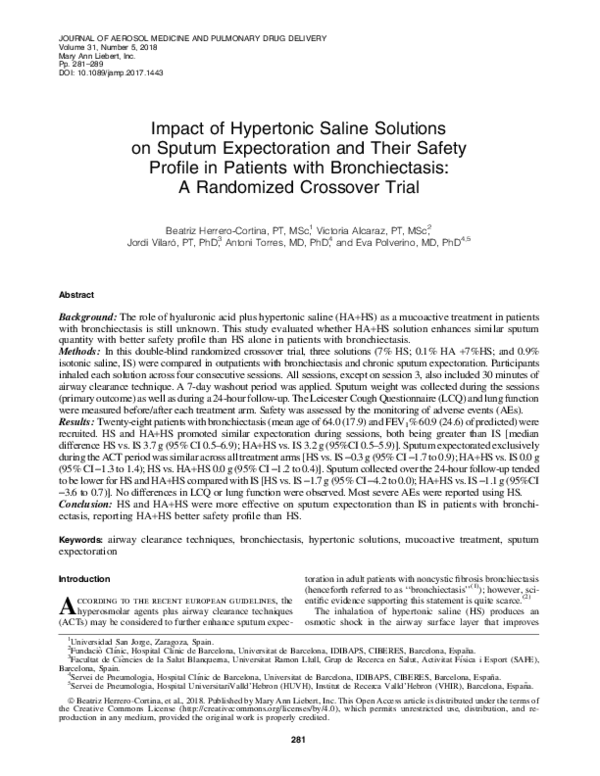 (PDF) Impact of Hypertonic Saline Solutions on Sputum Expectoration and ...