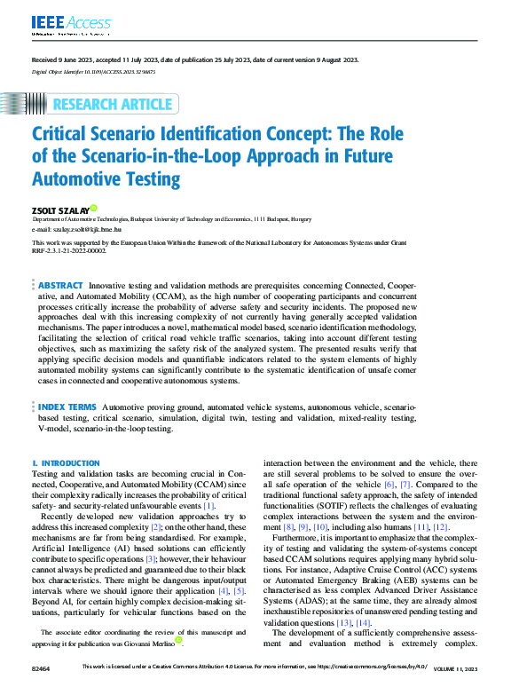 (PDF) Critical Scenario Identification Concept: The Role of the ...