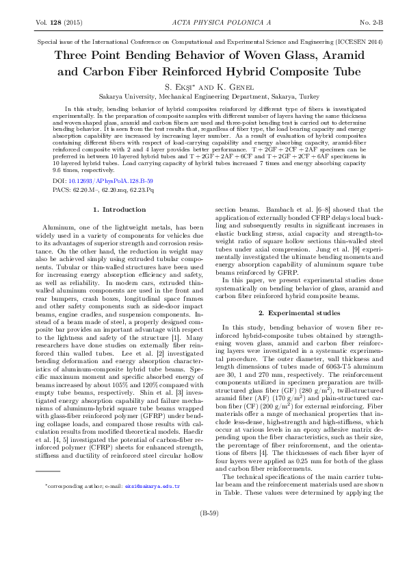 (PDF) Three Point Bending Behavior of Woven Glass, Aramid and Carbon ...