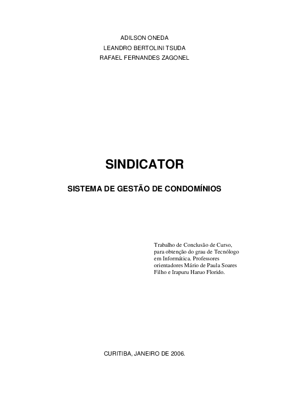 (PDF) Sindicator: sistema de gestao de condomínios