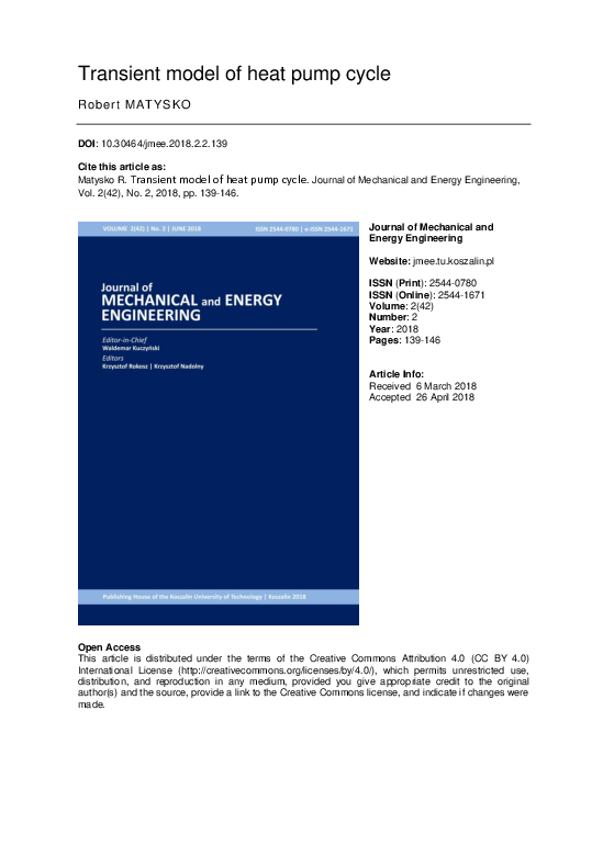 (PDF) Transient Model of Propane Heat Pump Cycle