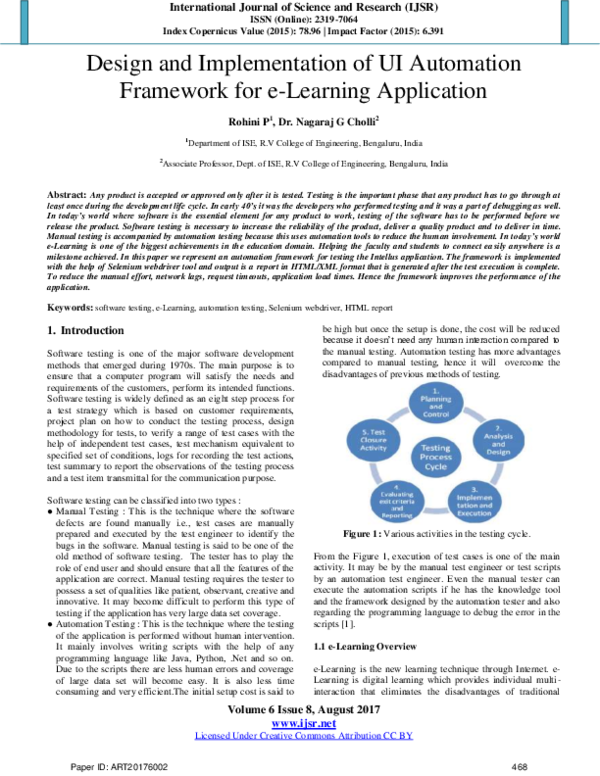 (PDF) Design and Implementation of UI Automation Framework for e-Learning Application