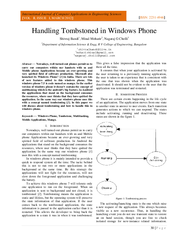 (PDF) Handling Tombstoned in Windows Phone