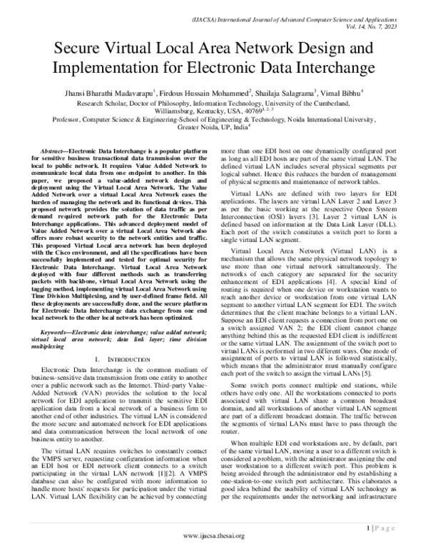 (PDF) Secure Virtual Local Area Network Design and Implementation for ...