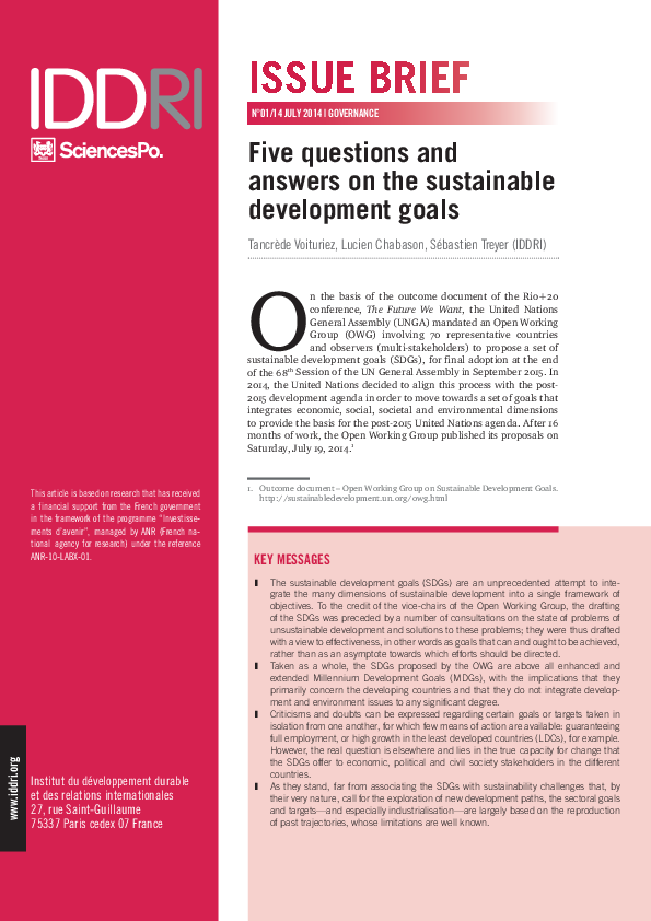 (PDF) Five Questions and Answers on the Sustainable Development Goals