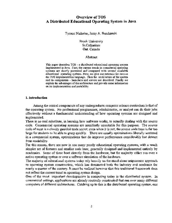 (PDF) Overview of TOS