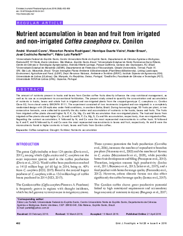 (PDF) Nutrient accumulation in bean and fruit from irrigated and non ...