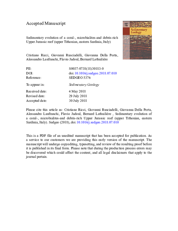 (PDF) Sedimentary evolution of a coral-, microbialites- and debris-rich ...