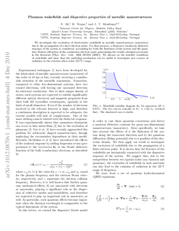 (PDF) Nonlocal plasmon excitation in metallic nanostructures