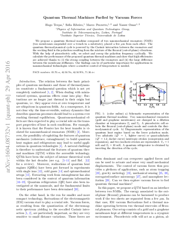 (PDF) Quantum thermal machines driven by vacuum forces