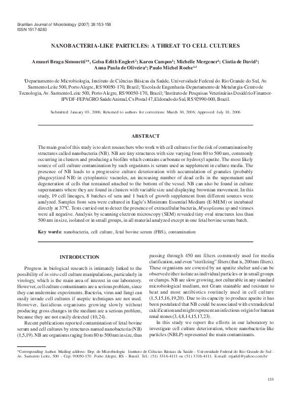 (PDF) Nanobacteria-like particles: a threat to cell cultures