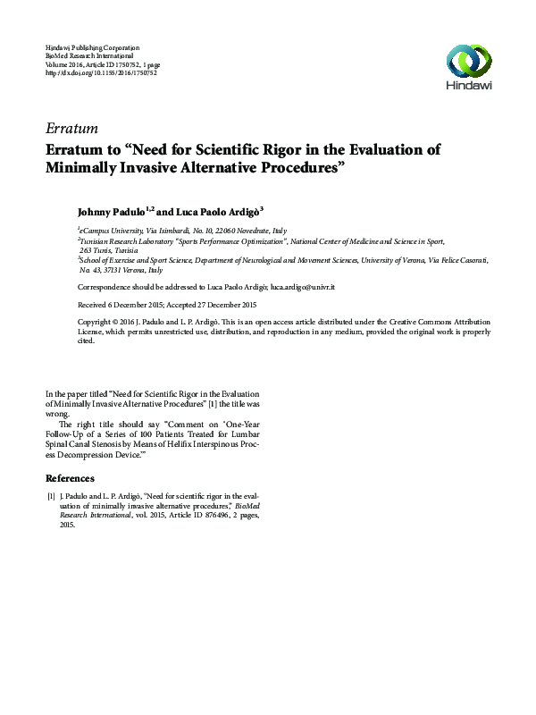 (PDF) Erratum to “Need for Scientific Rigor in the Evaluation of ...