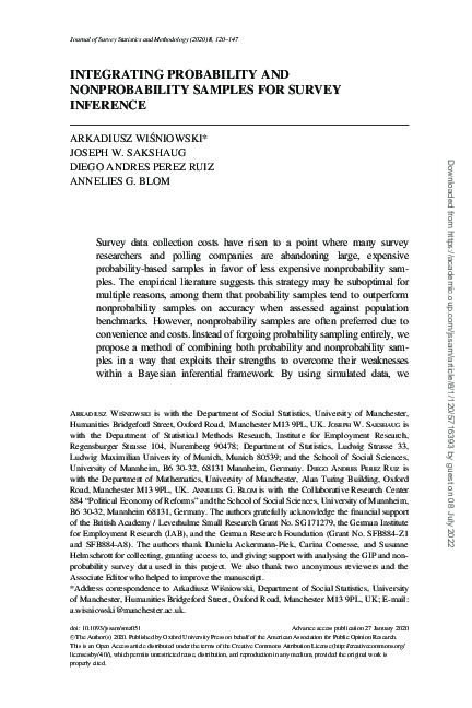 (PDF) Integrating Probability and Nonprobability Samples for Survey ...