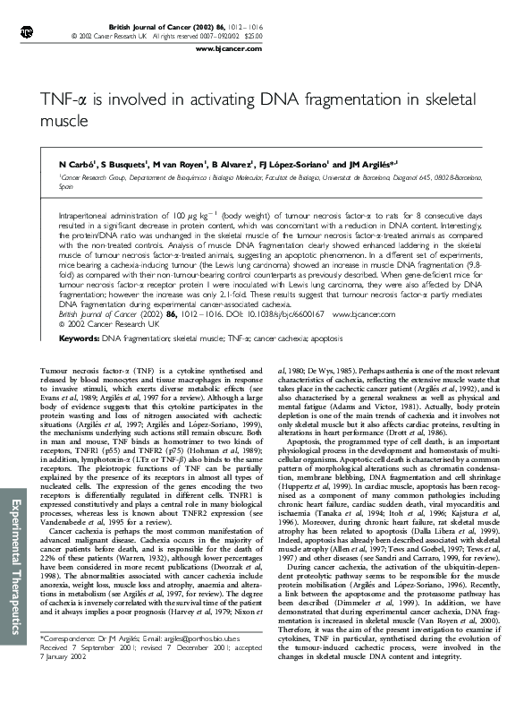 (PDF) TNF-alpha is involved in activating DNA fragmentation in skeletal ...