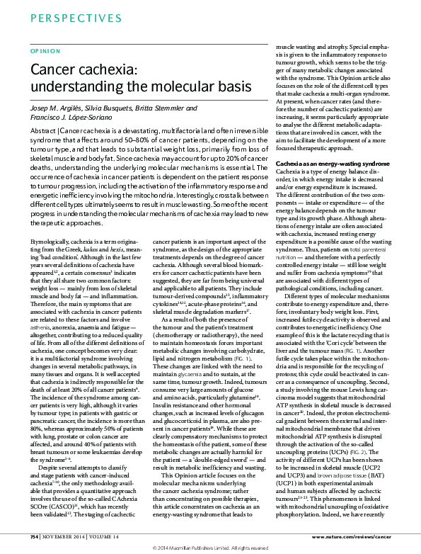 (PDF) Cancer cachexia: understanding the molecular basis