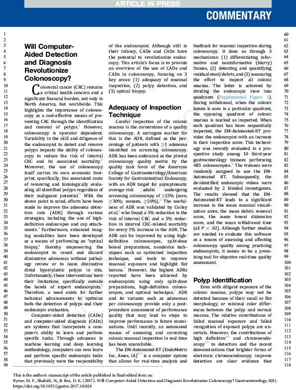 Pdf Will Computer Aided Detection And Diagnosis Revolutionize Colonoscopy