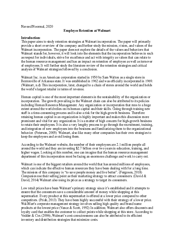 (PDF) Employee Retention at Walmart