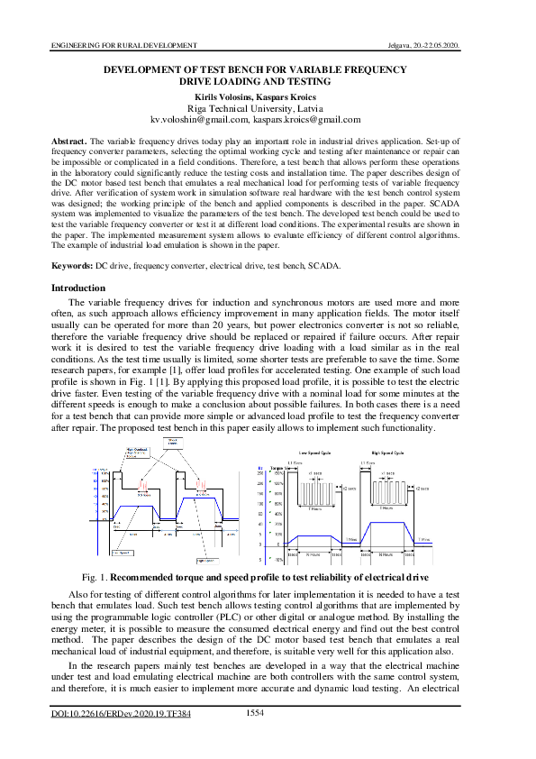 (PDF) Development of test bench for variable frequency drive loading ...