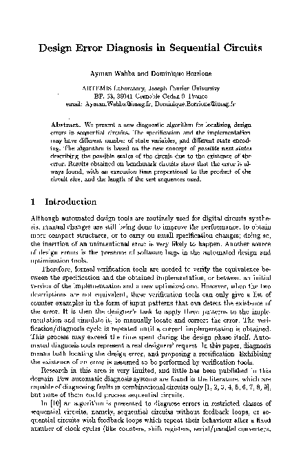 (PDF) Design error diagnosis in sequential circuits