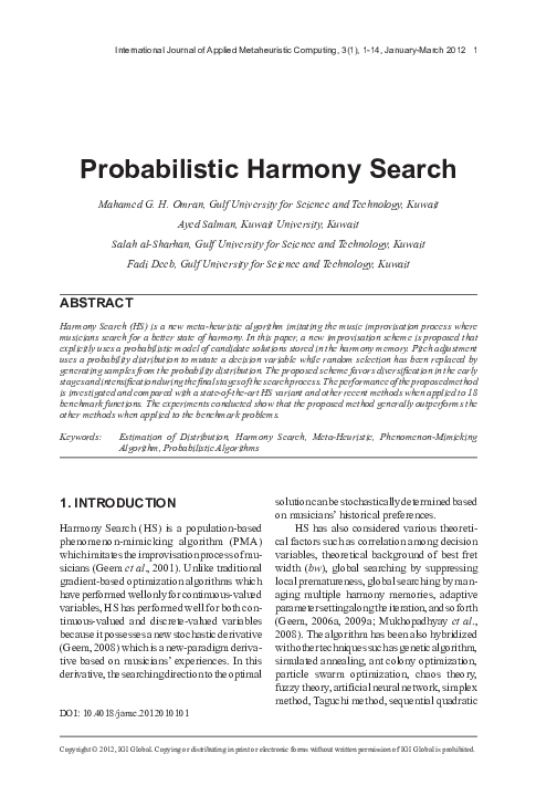 (PDF) Probabilistic Harmony Search