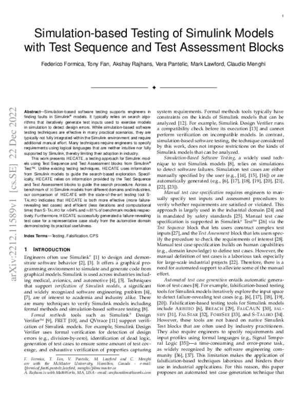 (PDF) Simulation-based Testing of Simulink Models with Test Sequence ...