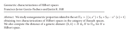 (PDF) Geometric Characterizations of Hilbert Spaces