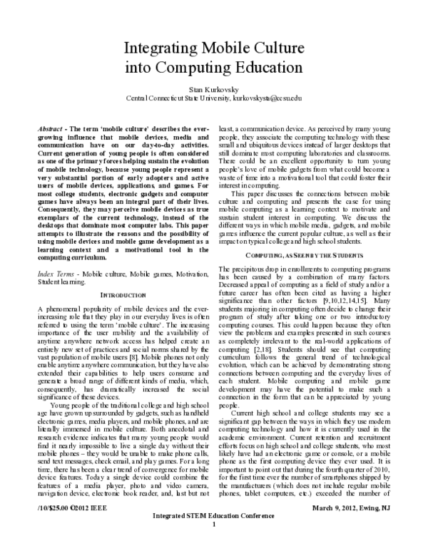 (PDF) Integrating mobile culture into computing education