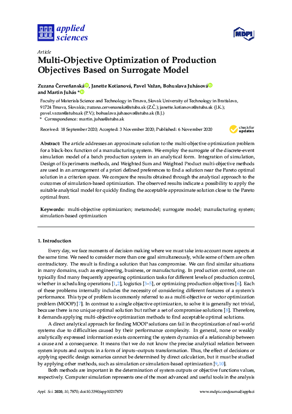 (PDF) Multi-Objective Optimization of Production Objectives Based on ...