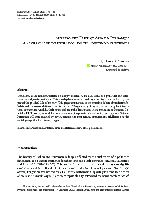 (PDF) Shaping the Elite of Attalid Pergamon A Reappraisal of the ...