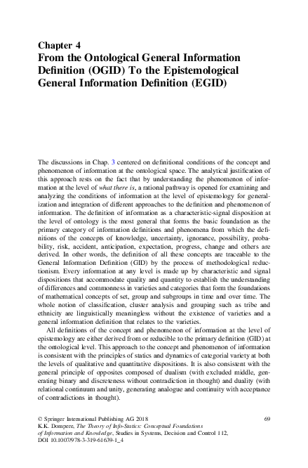(PDF) From the Ontological General Information Definition (OGID) To the ...