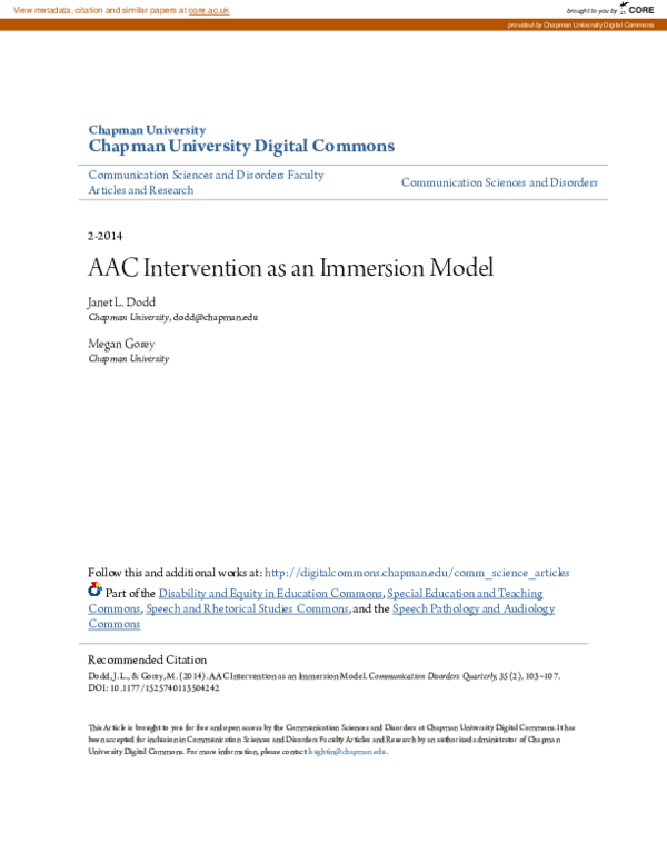 (PDF) AAC Intervention as an Immersion Model