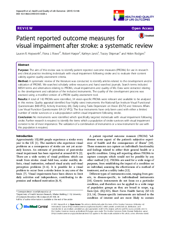 (PDF) Patient reported outcome measures for visual impairment after ...