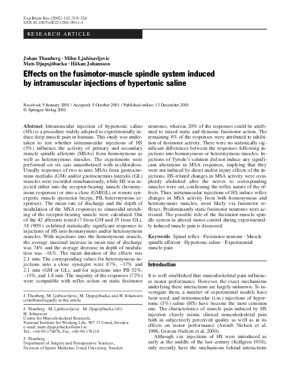 (PDF) Effects on the fusimotor-muscle spindle system induced by ...
