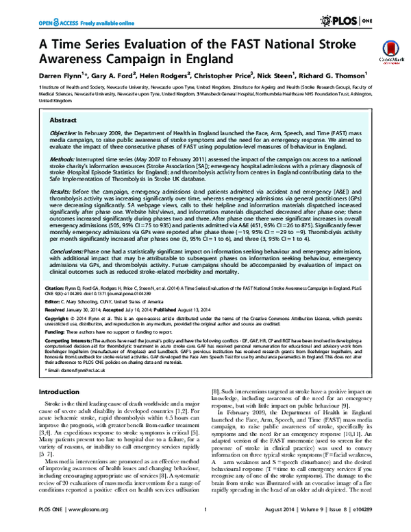 (PDF) A Time Series Evaluation of the FAST National Stroke Awareness ...