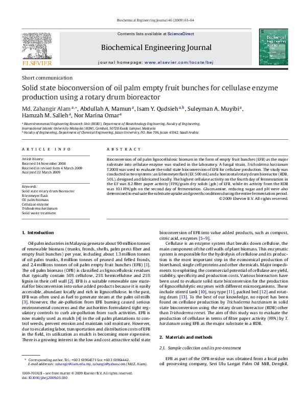 (PDF) Solid state bioconversion of oil palm empty fruit bunches for ...