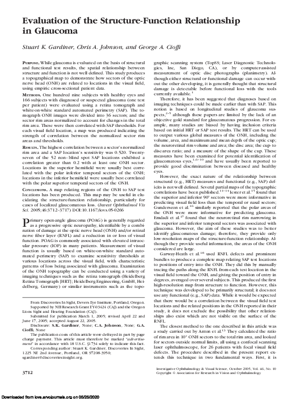 (PDF) Evaluation of the Structure-Function Relationship in Glaucoma