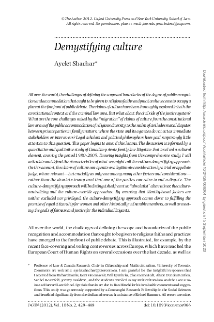 (PDF) Demystifying culture