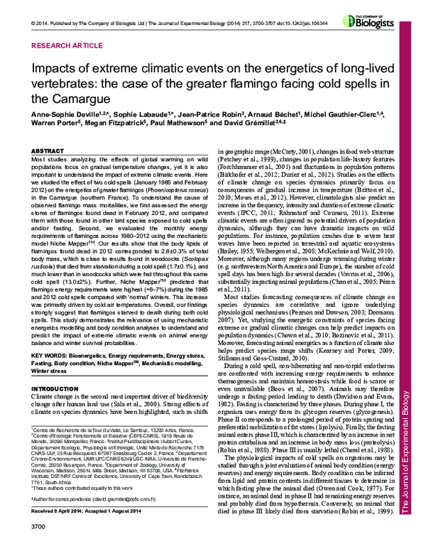 (PDF) Impacts of extreme climatic events on the energetics of long ...