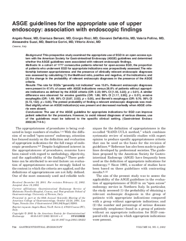 (PDF) ASGE guidelines for the appropriate use of upper endoscopy ...