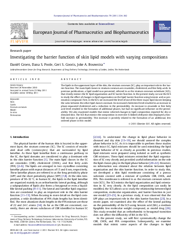 (PDF) Investigating the barrier function of skin lipid models with ...