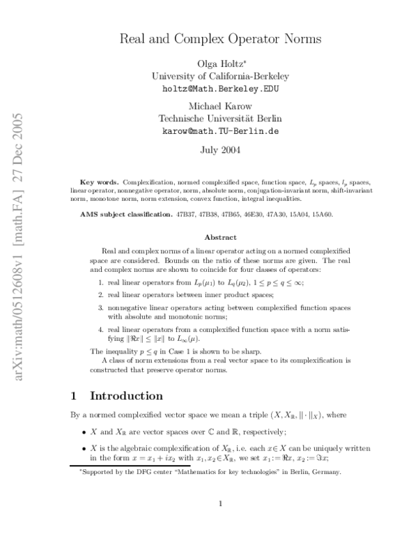 (PDF) Real and complex operator norms