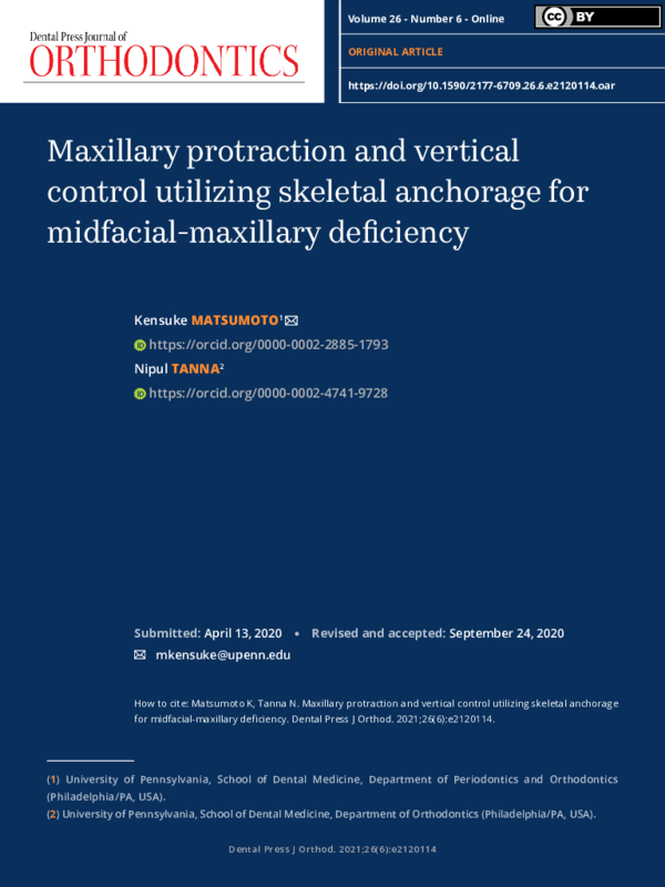 (PDF) Maxillary protraction and vertical control utilizing skeletal anchorage for midfacial ...