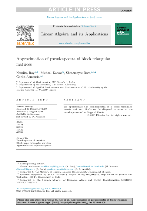 Pdf Approximation Of Pseudospectra Of Block Triangular Matrices