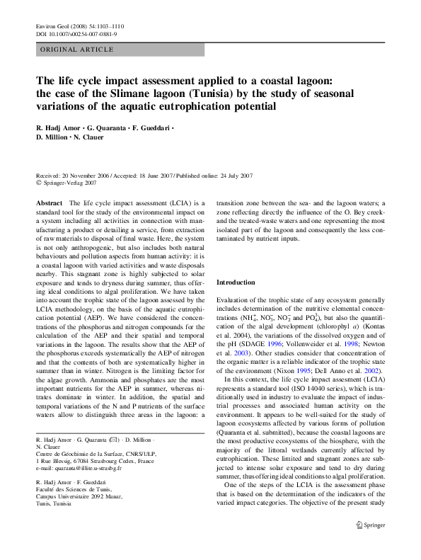 (PDF) The life cycle impact assessment applied to a coastal lagoon: the ...