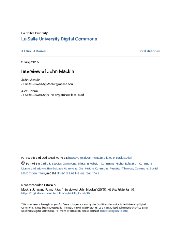 (PDF) Interview of John Mackin